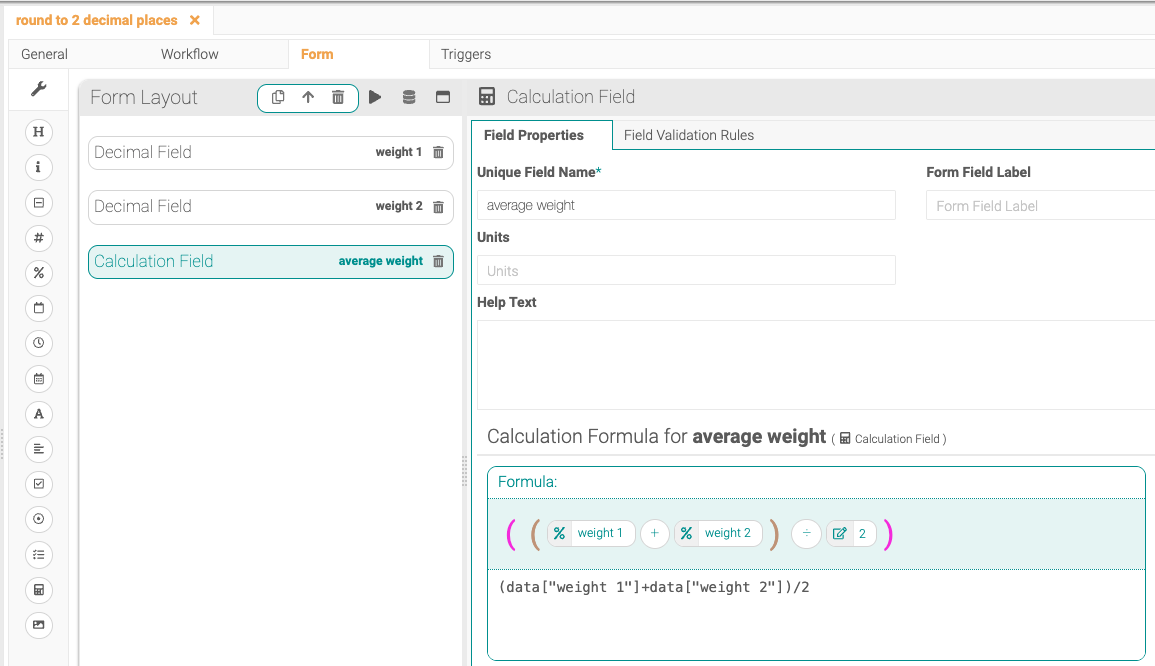 How to round my calculation field to 2 decimal places?